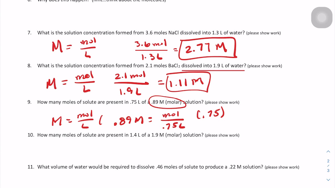 Concentration PhET Simulation Questions #7-11