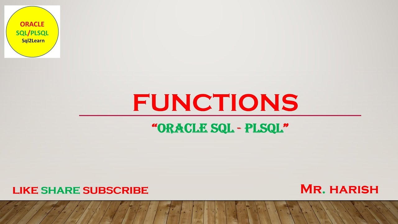 Oracle PLSQL Functions