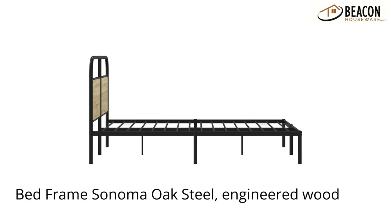 Bed Frame Sonoma Oak Steel engineered wood