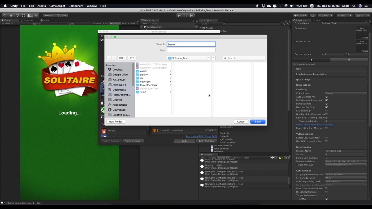 [SOLITAIRE] Setup Source Code, Admob, Unity Ads