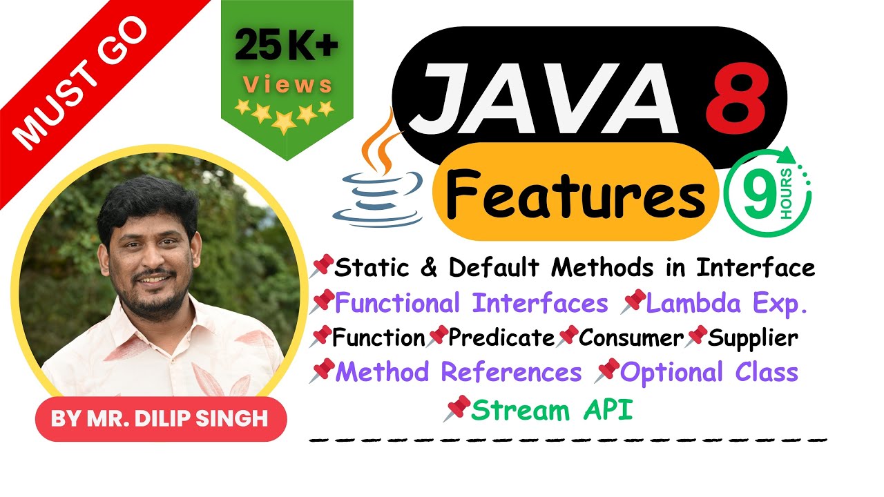 JAVA 8  Features Tutorial | Functional Interfaces | Lambda Expressions | Optional Class | Stream API