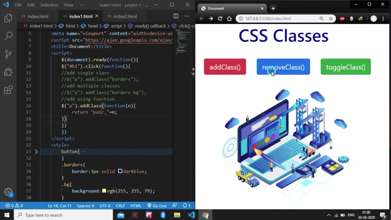 19.jQuery Manipulating CSS | addClass() , removeClass() , toggleClass() |