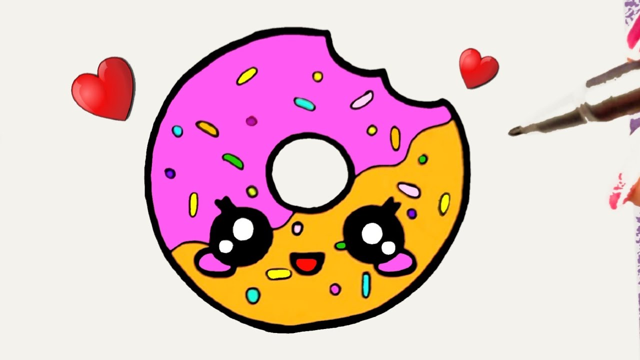 Como desenhar Donut Fofo Cookie Kawaii ❤ Desenhos Kawaii - Desenhos para Desenhar