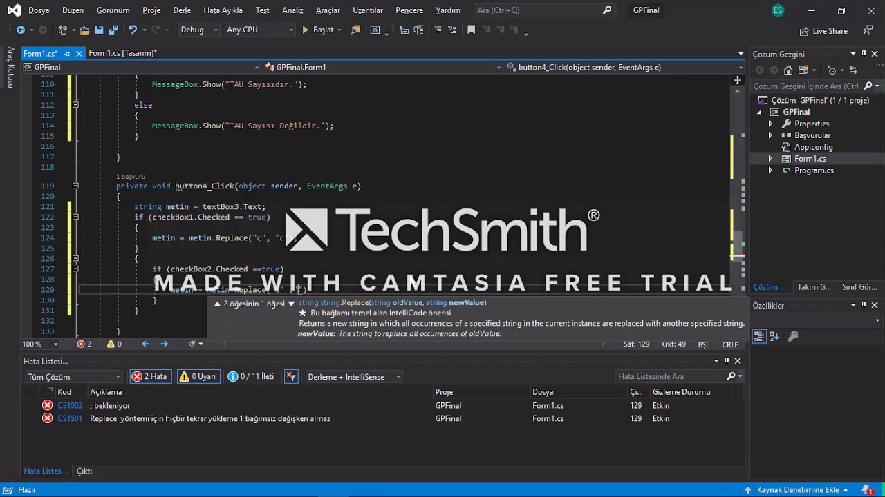 Görsel Programlama Final Uygulaması