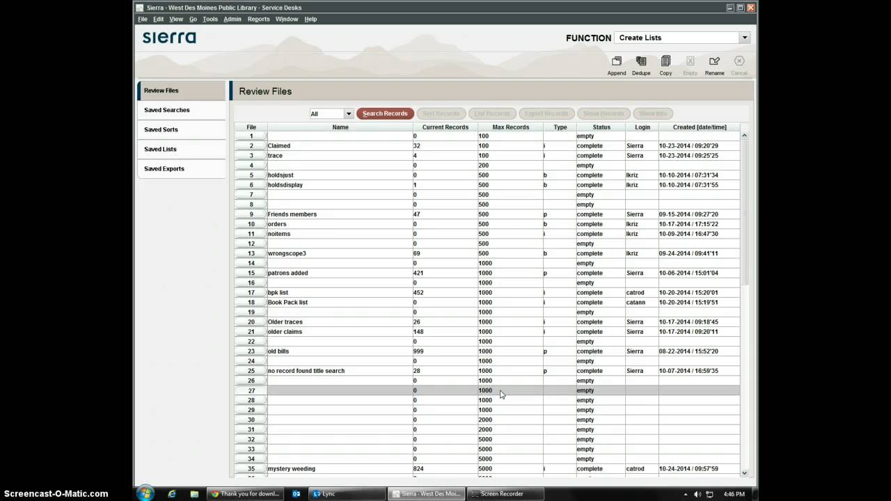 Sierra Create List Take 1