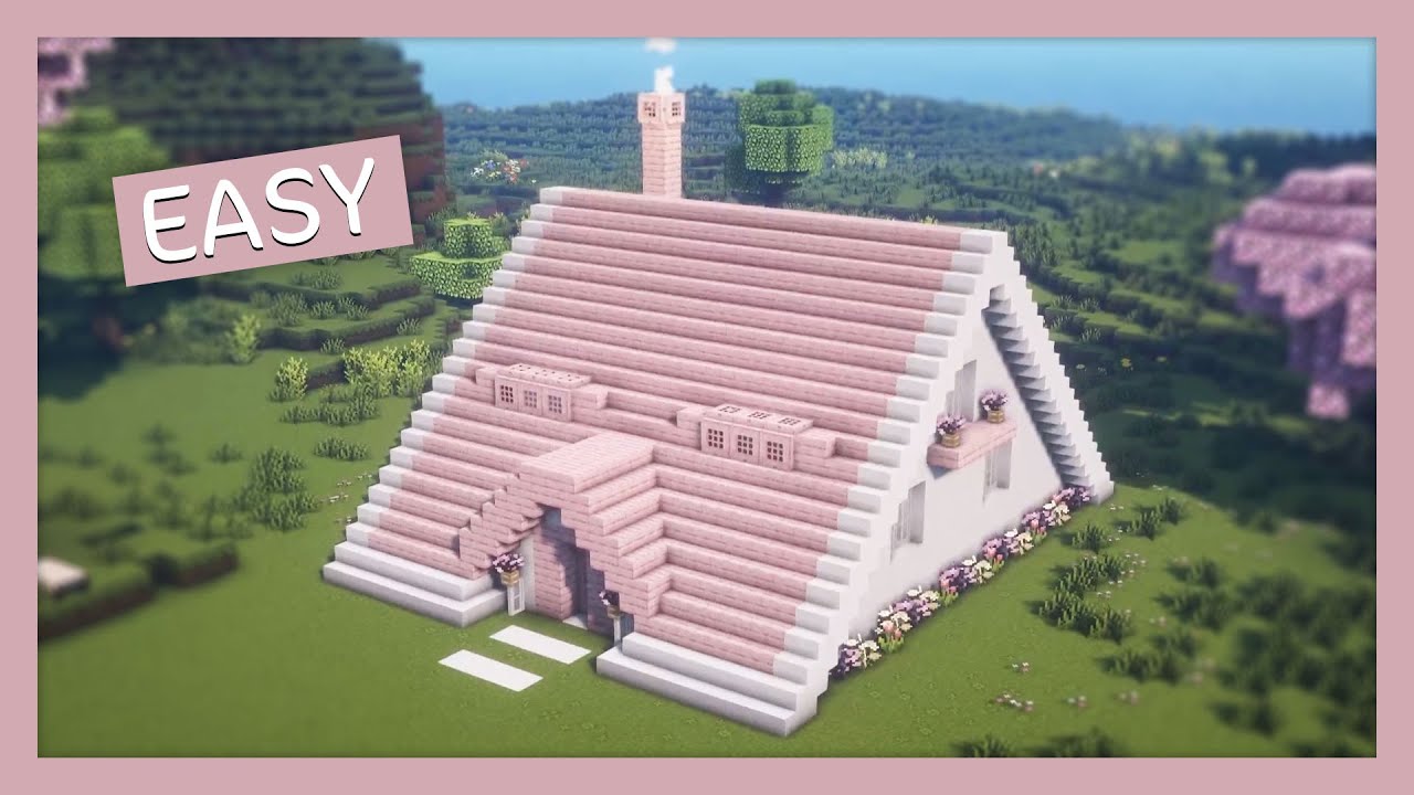 Minecraft 🌷 How to Build a Modern House Tutorial Girls colour pink😊 ...