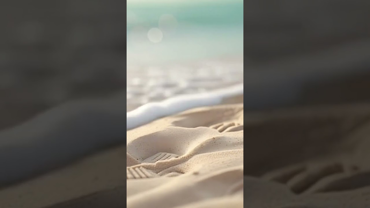 Beach Sand Texture with Footprints and Ocean Background