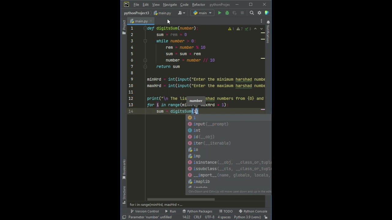 Python program to print harshad numbers from 1 to 1000  #shorts #pythonprojects #pythontutorial