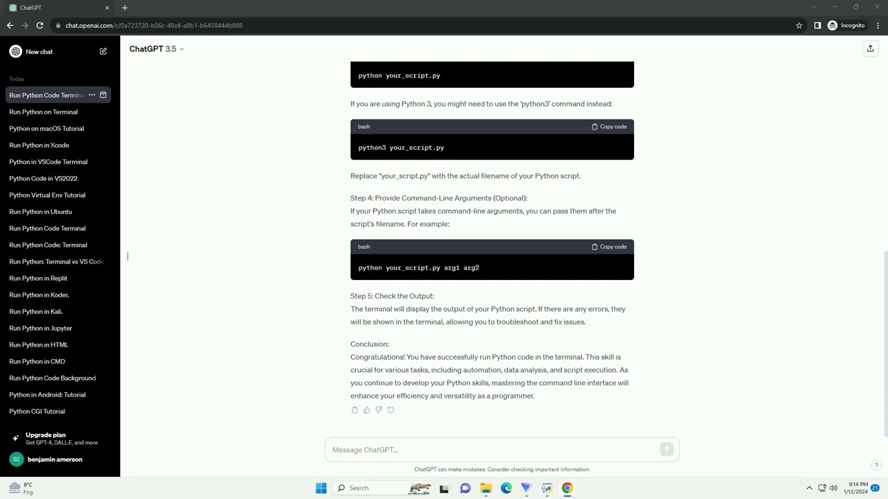 how to run python code terminal