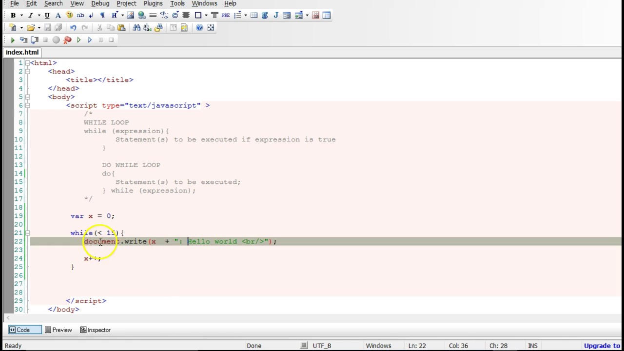Javascript Tutorial -  20 - While, Do and Endless Loops
