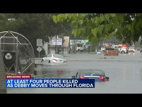 Hurricane Debby kills 4, weakens to tropical storm