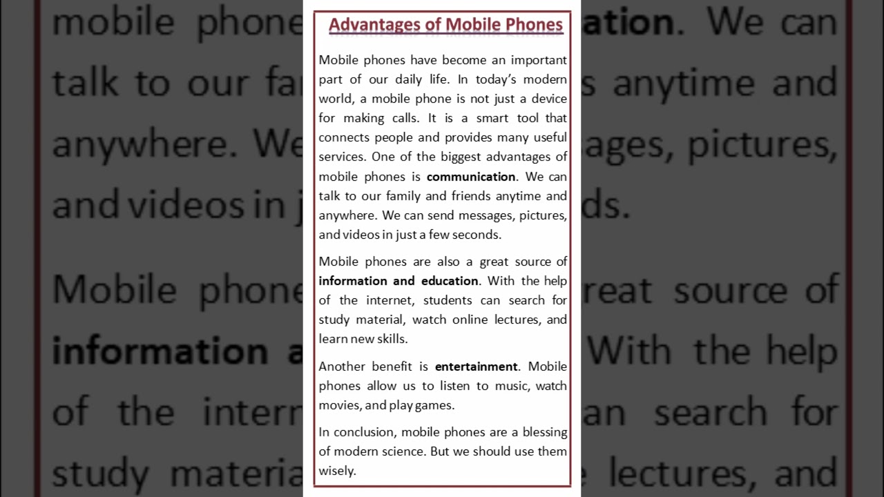 Essay on Advantages of Mobile Phones | Mobile Phone #phone #mobilephone #mobile #ytshorts #shorts