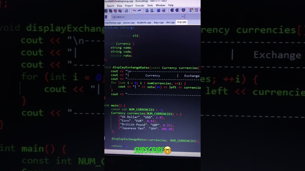 exchange rates in c++ IDE dev c++#cppprogramming #codingtime #codinglife