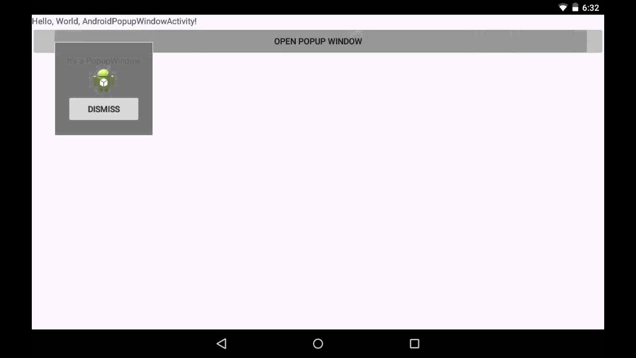 Example of PopupWindow