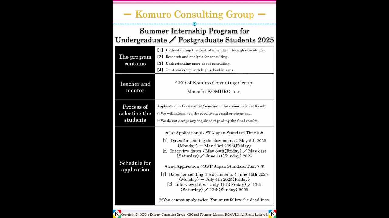 Summer Internship Program for Undergraduate ／ Postgraduate Students 2025 #internship #internships