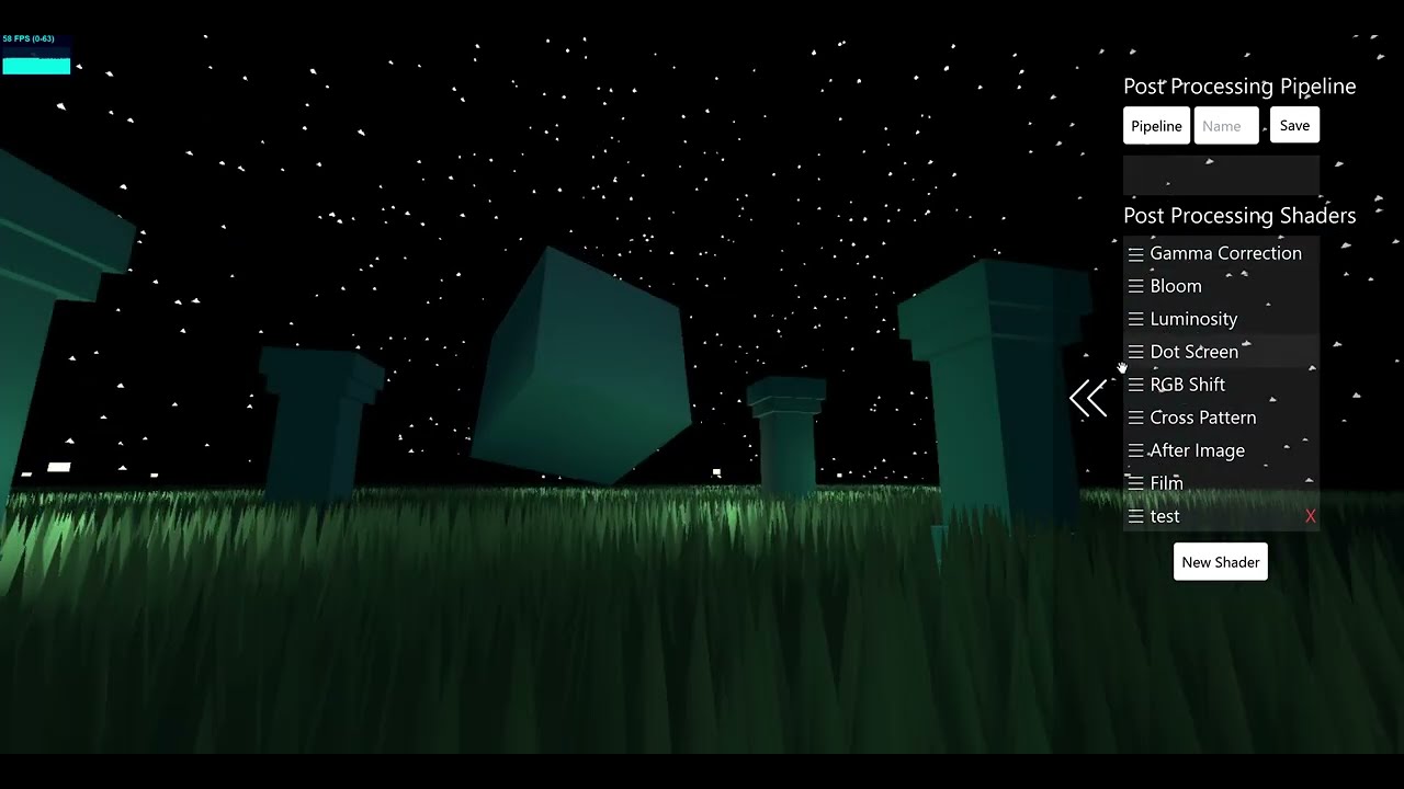 threejs Post Processing Shader Editor