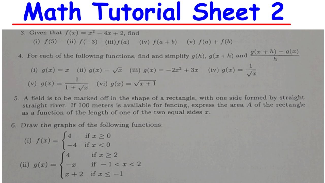 Functions Tutorial Sheet 2 Part 1