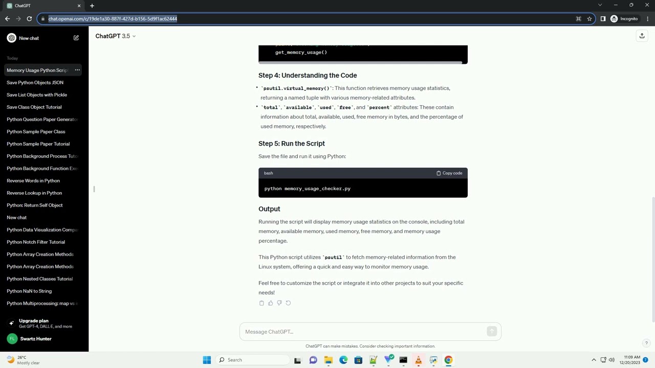python script to check memory usage in linux