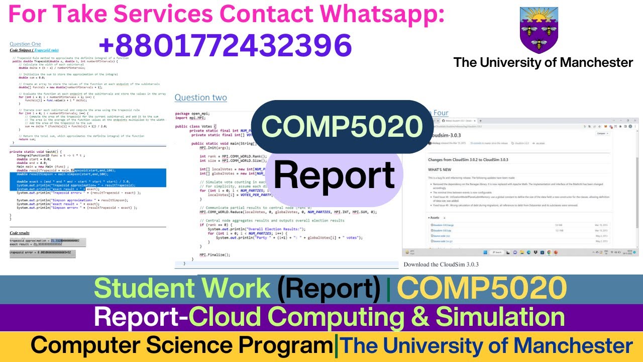 Student Work(Report)COMP5020 Cloud Computing : Cloud Sim Simulation & VM Deployment| UoM