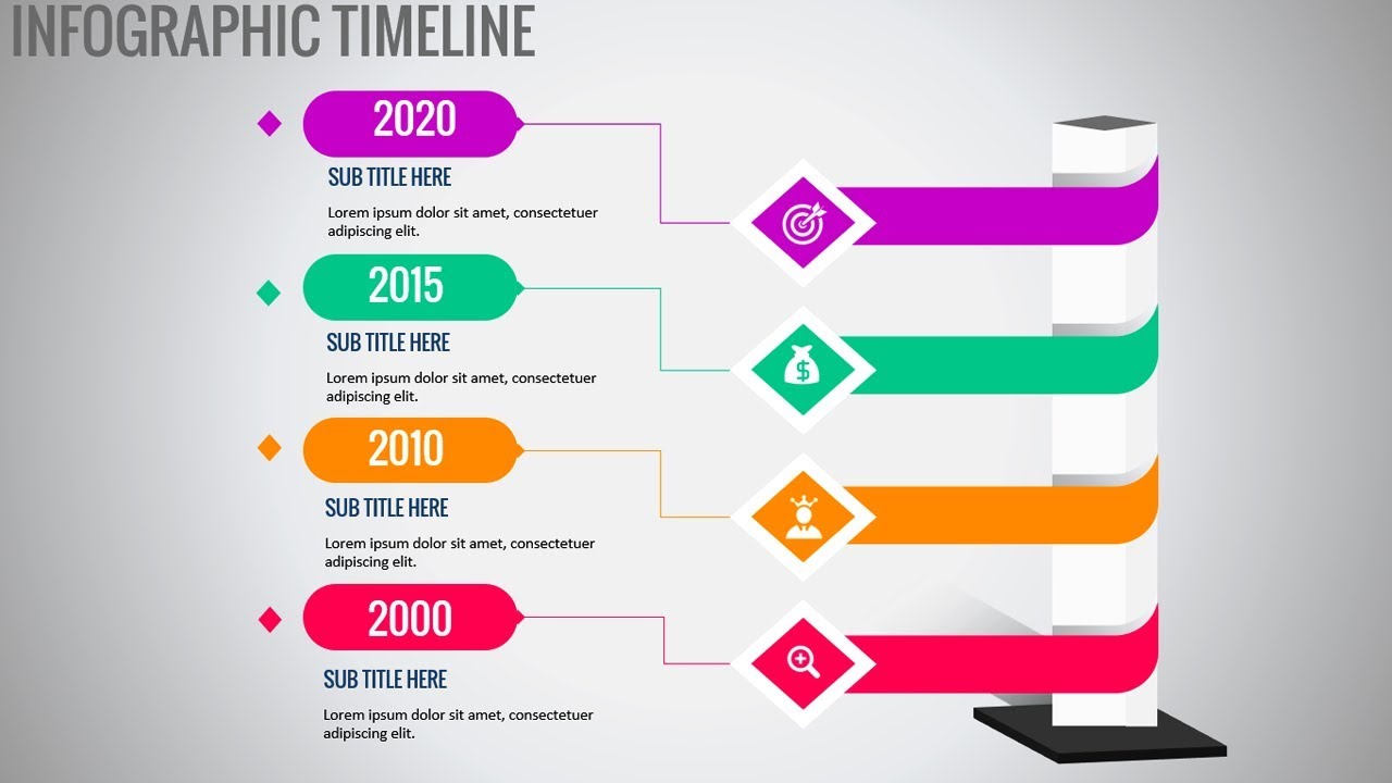 Timeline infographics design template with 4 options in PowerPoint