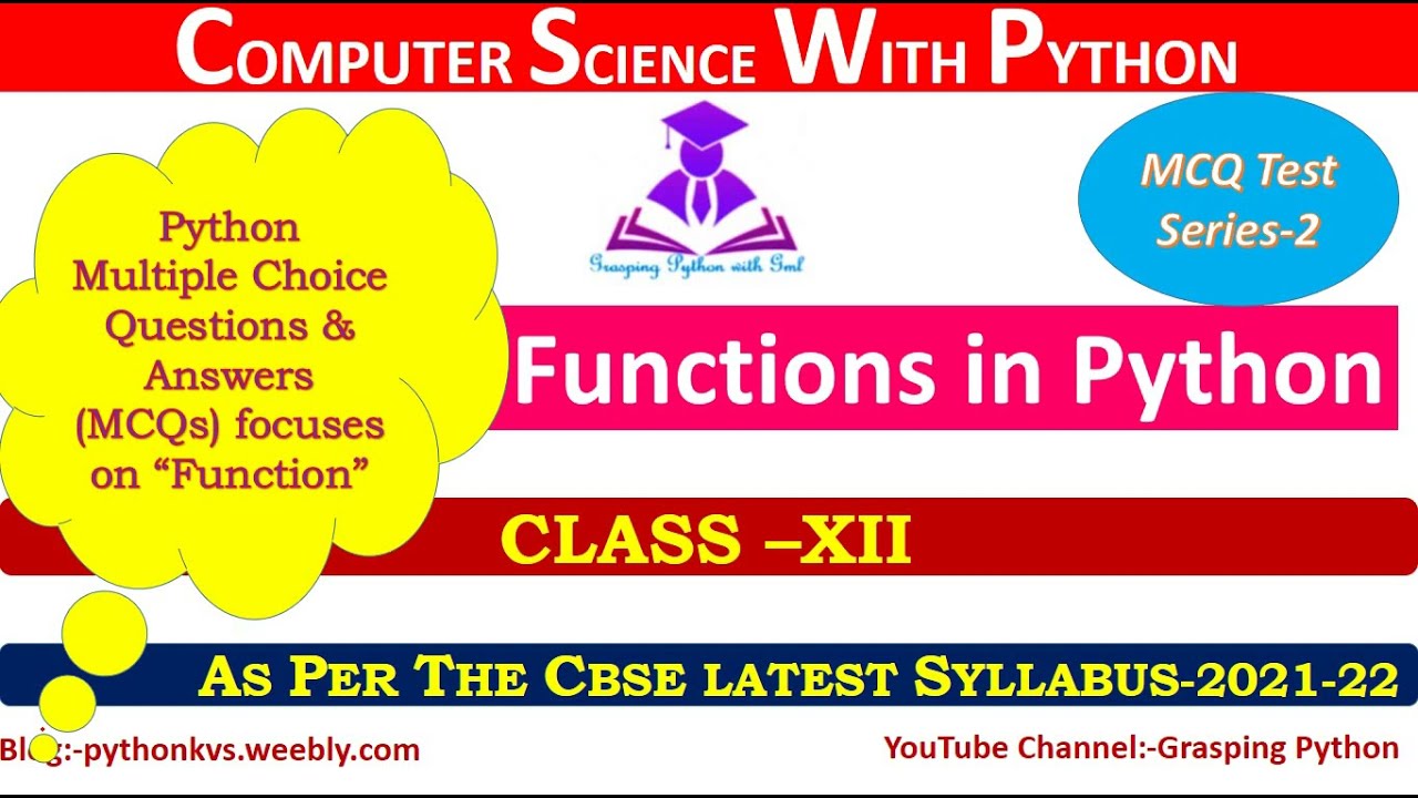 Part-2 | Python MCQs | Functions in Python | MCQs with Explanation | MCQs With Answer in Python