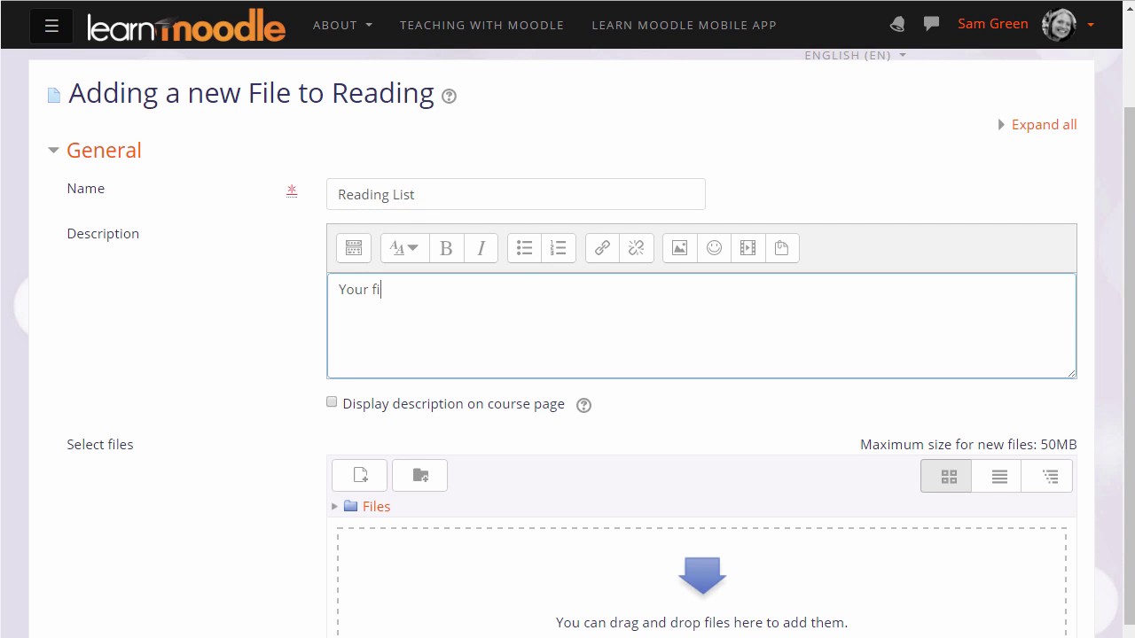 Uploading Files  Learn Moodle 3 2