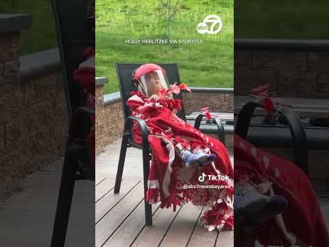 Nature-loving kid wears special feeder to get close to hummingbird
