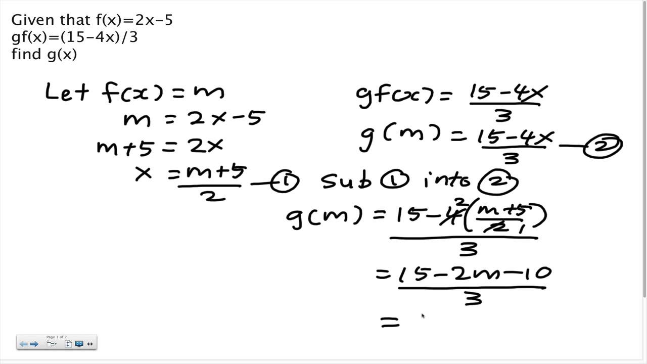 SPM - Form 4 - Add Maths - Function (substitution method)