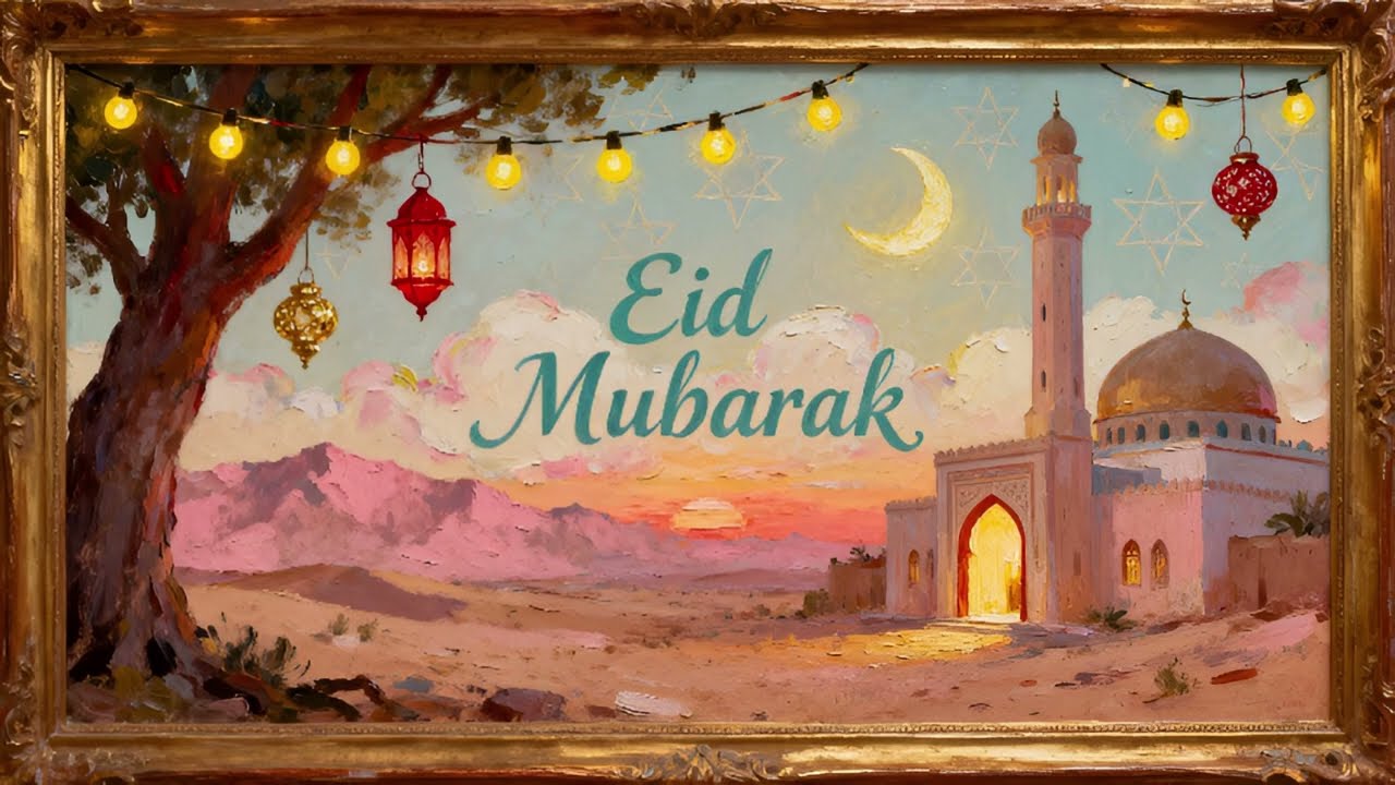 Eid Mubarak Frame TV Art 4K 🌙 Ramadan Islamic Screensaver | Mosque & Crescent Moon Decor