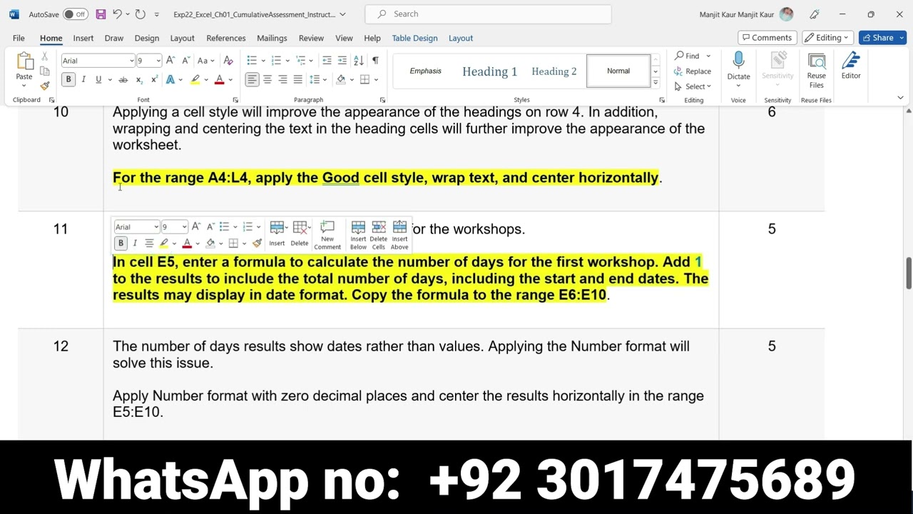 Exp22_Excel_Ch01_CumulativeAssessment | exp22 excel ch01 cumulativeassessment #Training.xlsx #exp22