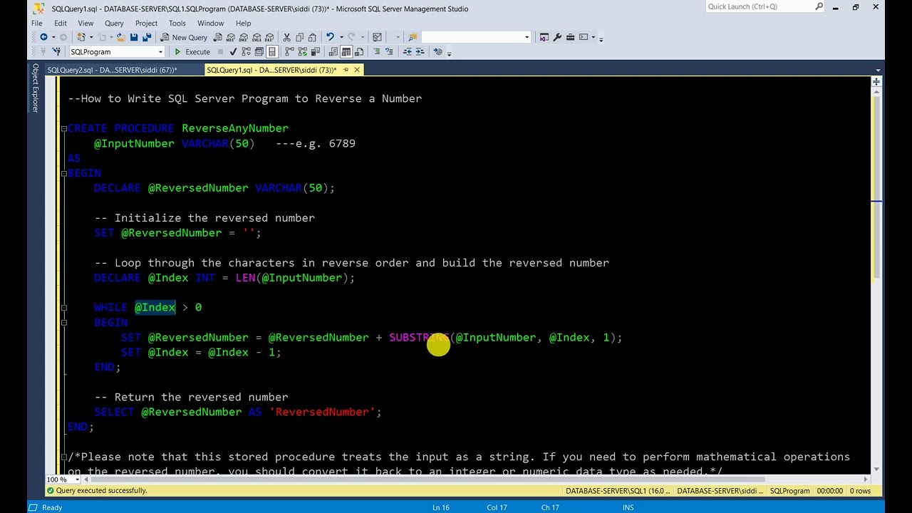 How to Write SQL Server Program to Reverse a Number