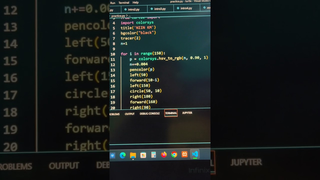Amazing graphics design using turtle in python -- VS code #vscode #python #shorts