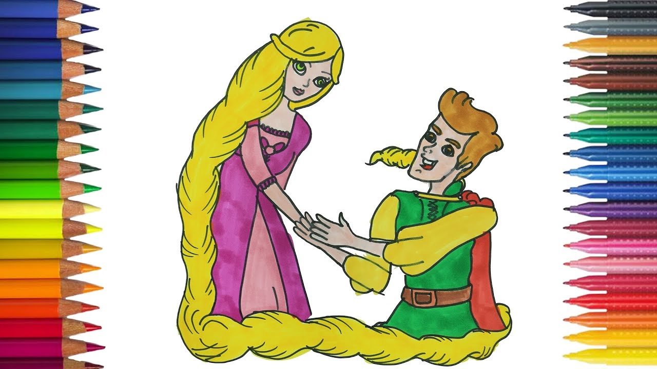 Dibujar y Colorea | Dibujos Para Niños | Aprender Colores | Rapunzel y Príncipe