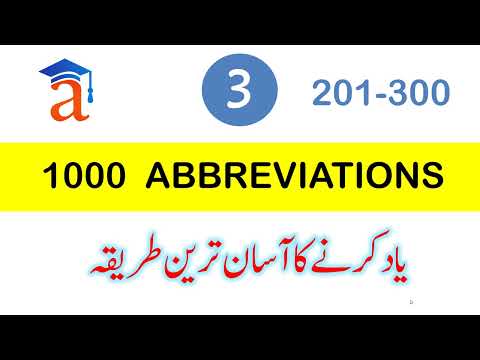 Abbreviations Part-3 | abbreviation meaning in Urdu, English | abbreviations for words
