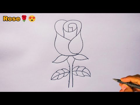 Easy Rose Drawing With Pencil | How To Draw Rose Flower Easy | Step By Step Rose Drawing 😍🌹