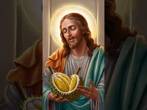 Jesus durian eating contest #animals #edit #ai #funny #memes #shorts #jesus #trending #painting #art