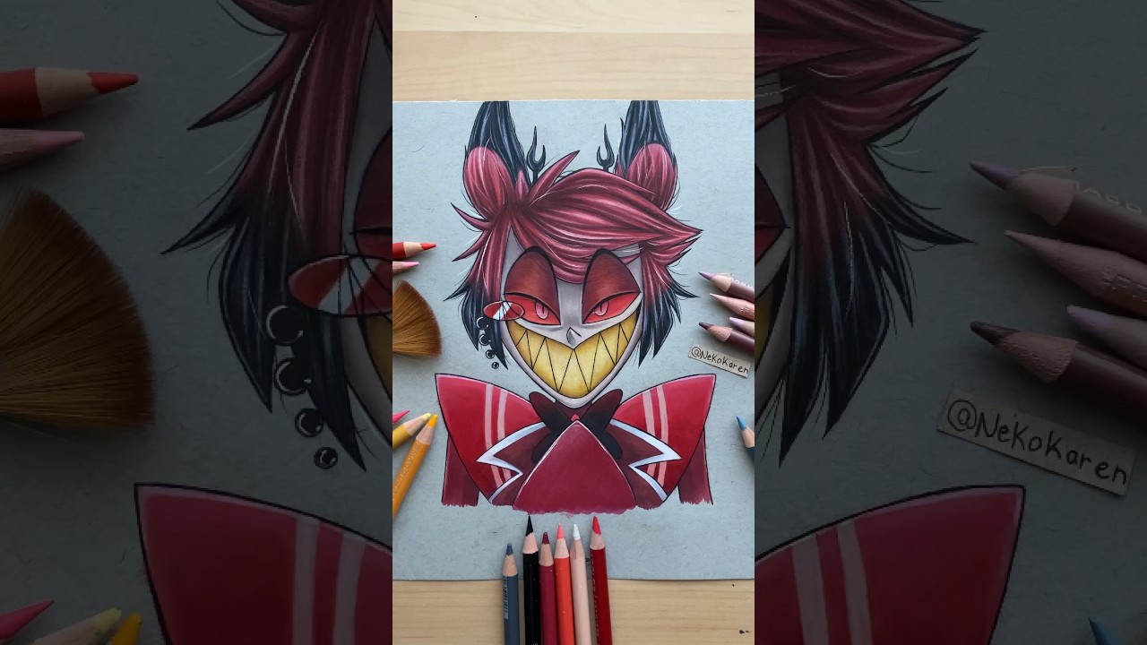 Draw Alastor from Hazbin Hotel❤️✨ #shorts #creativeart #alastor