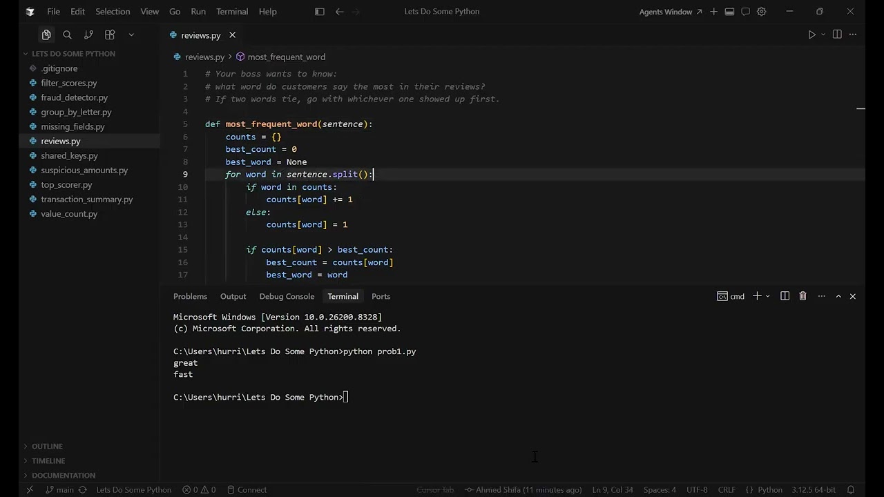 Find the Most Common Word in Python | Real-World Problem for Beginners