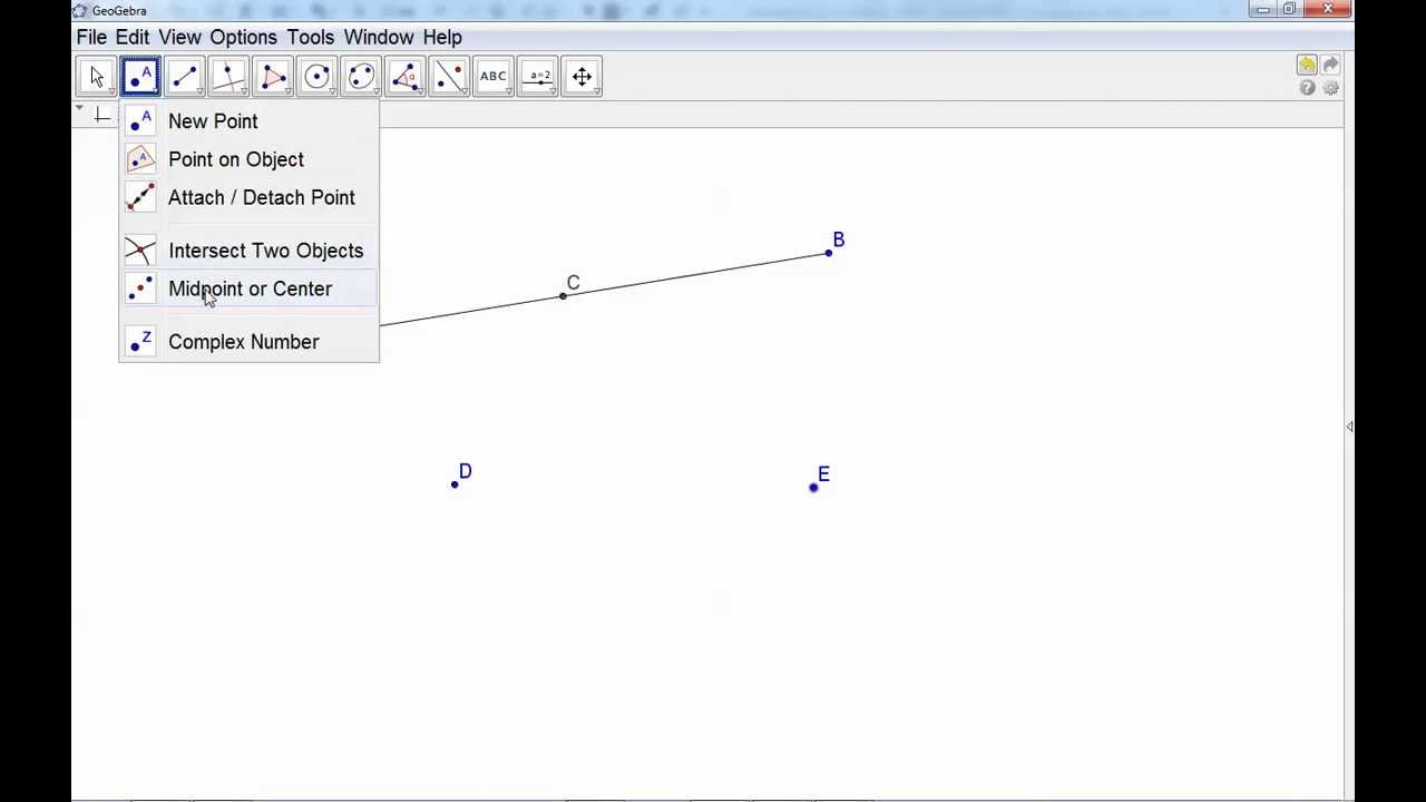 GeoGebra Tutorial: midpoint