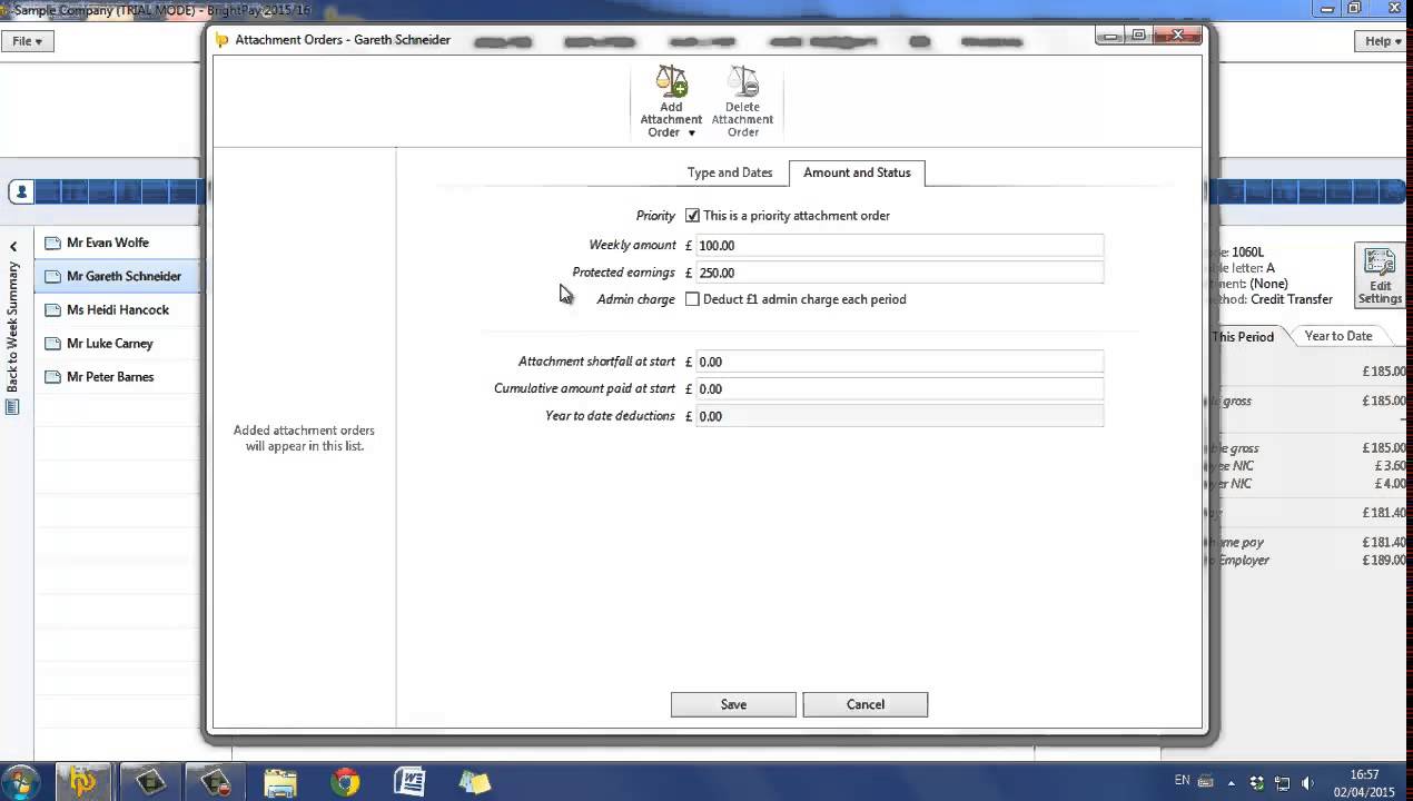 Attachment Order Setup
