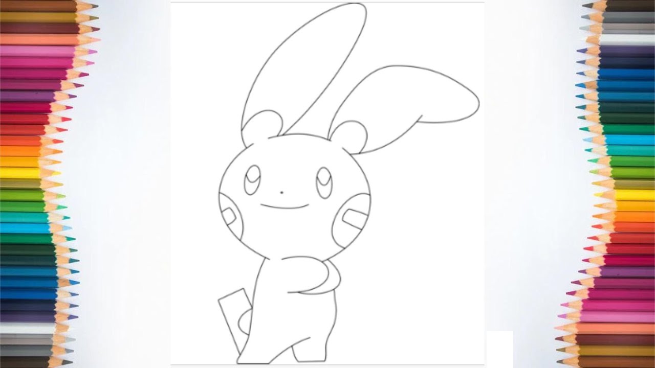 How to Paint Minun Coloring Page | Painting for Kids, Toddlers - 4K 60FPS