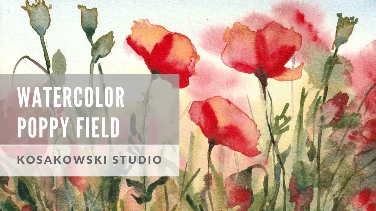 Poppy Field Beginner Watercolor Tutorial (HD)
