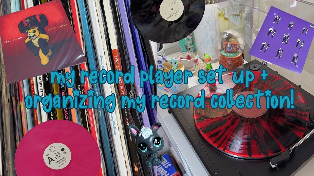 organizing my vinyl record collection + my record player set up!