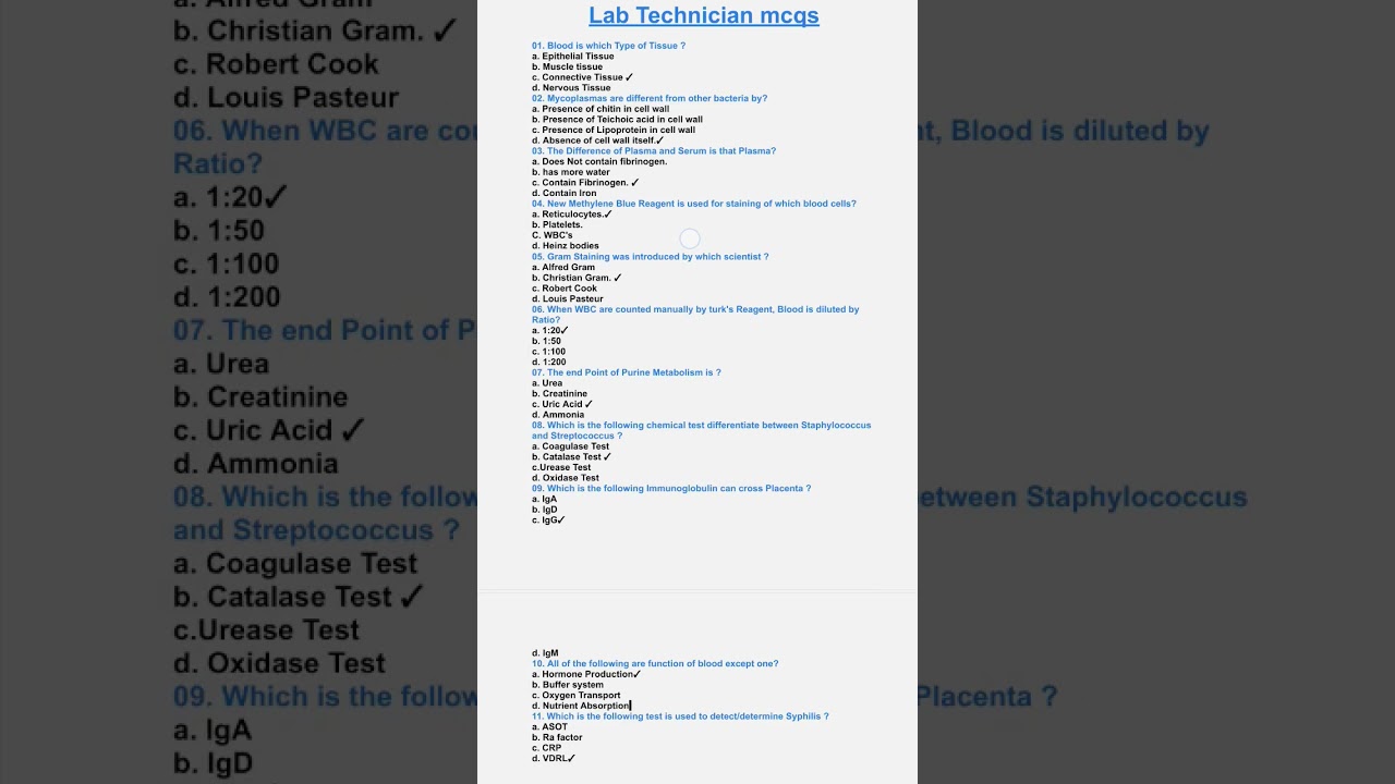 Lab Technician mcqs #lab_technician #dmlt #mlt#labtechnologist #mcq