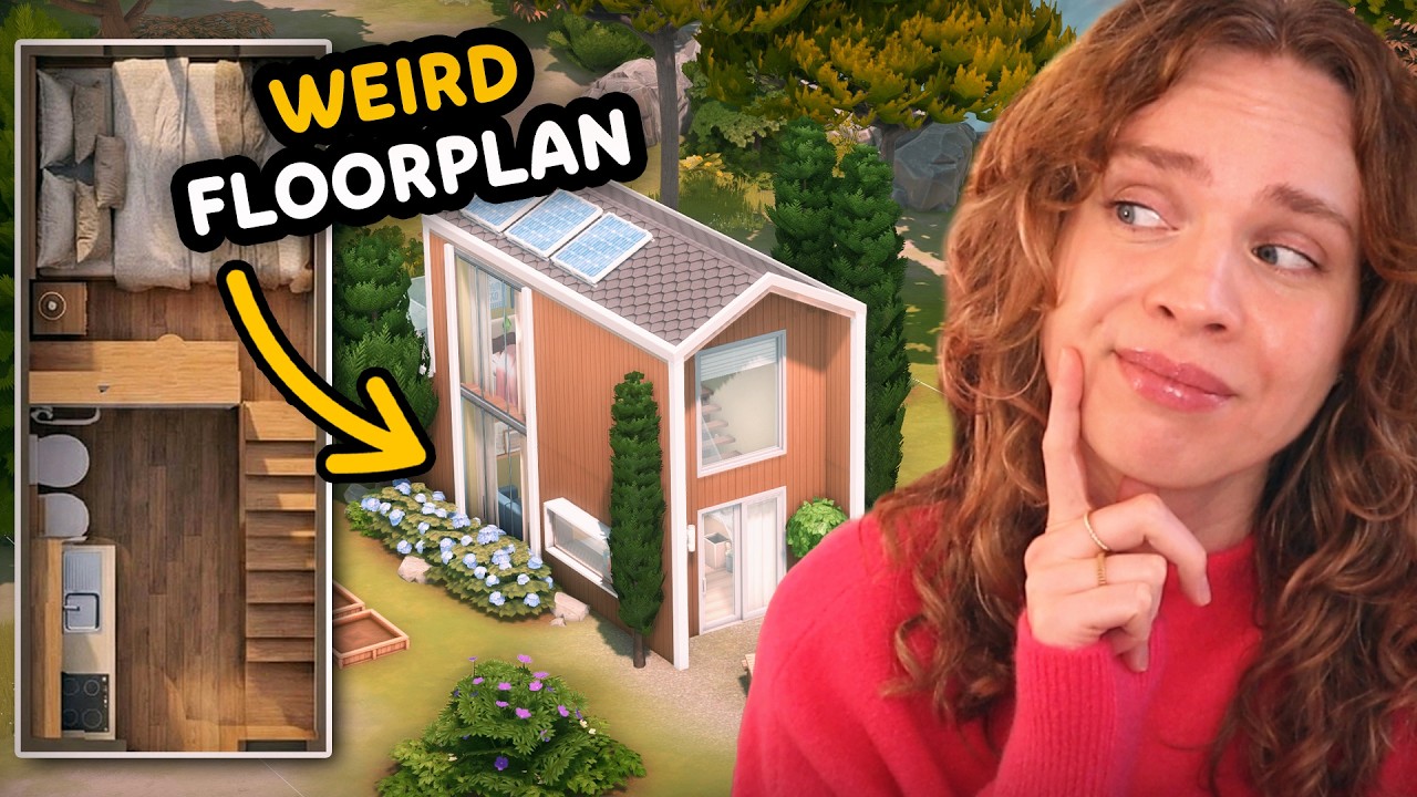 Turning a WEIRD narrow floor plan into a TINY HOME in The Sims 4