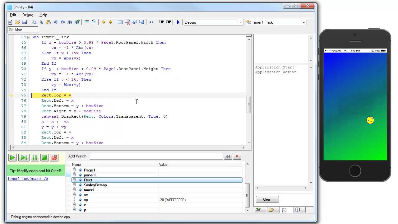 B4i - Moving smiley example using Canvas