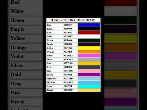 HTML Color Code Chart 💥💯 #html #shorts #youtube