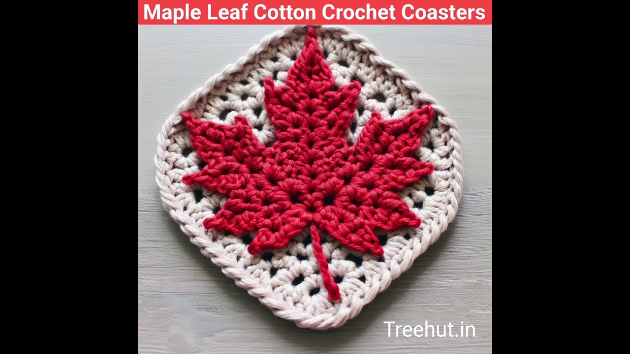 Maple Leaf Crochet Coasters #cottoncrochet #crochet #crochetideas