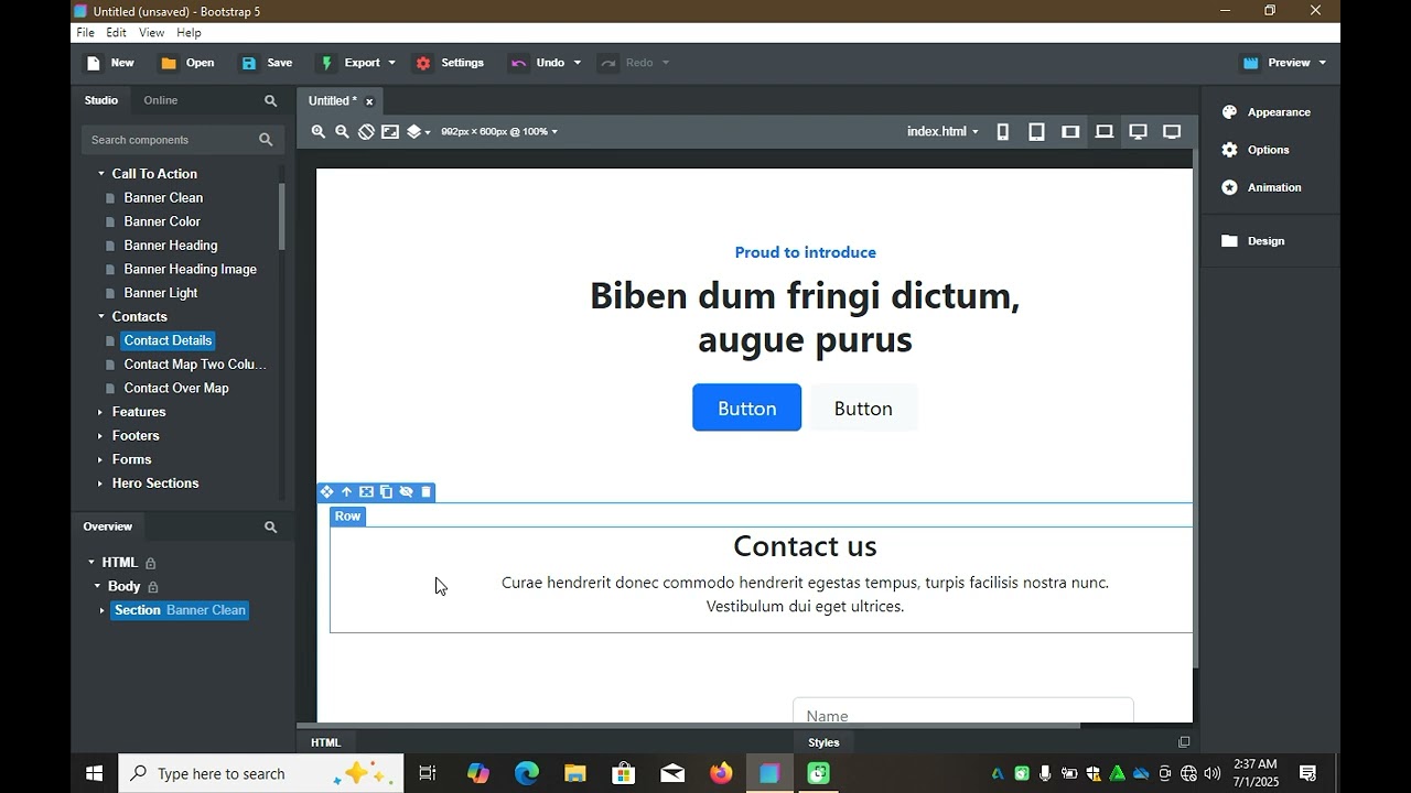 UI IN BOOTSTRAP STUDIO