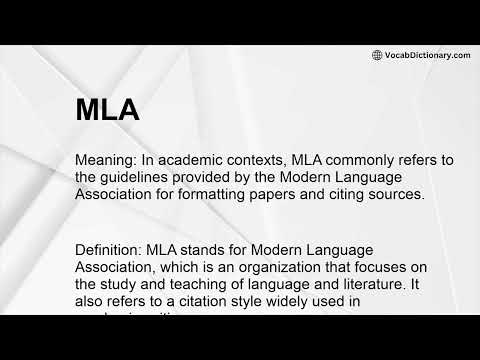 MLA Meaning